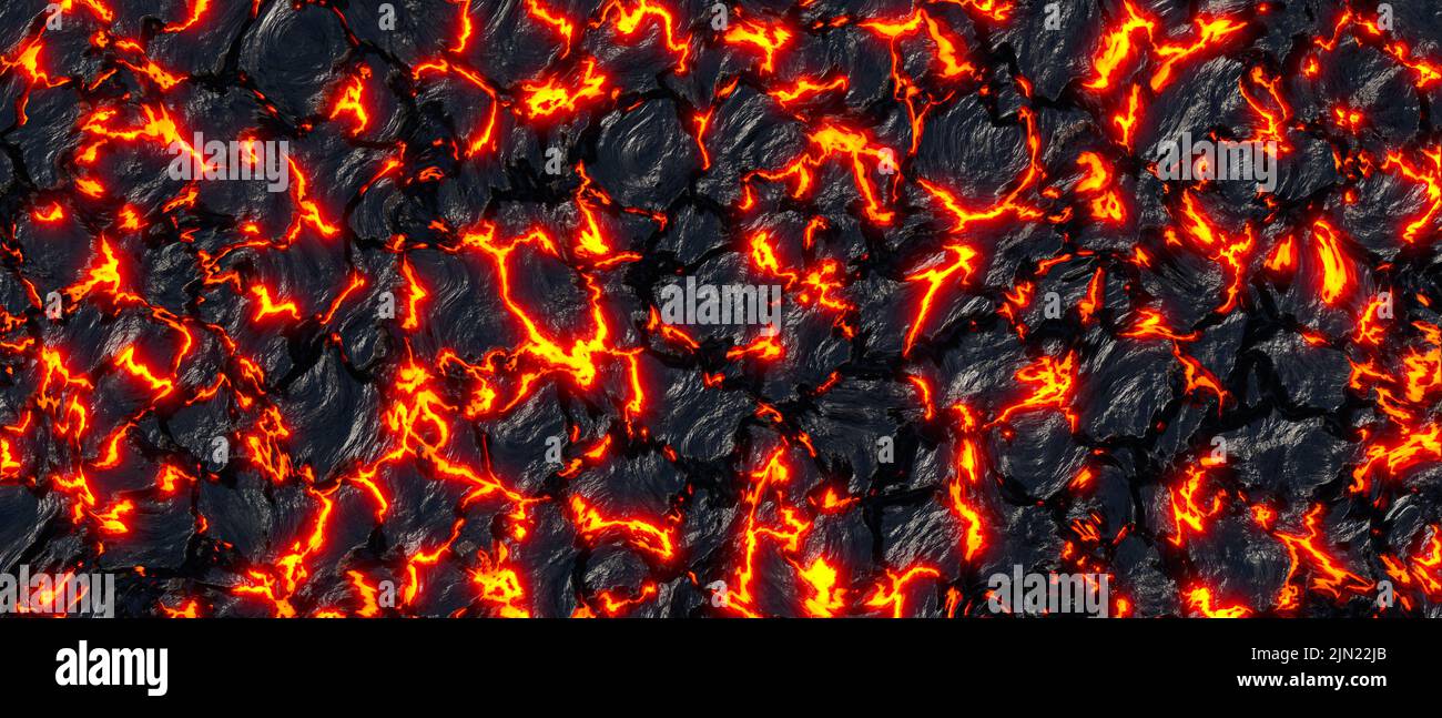 Realistic lava flame on black ash background. Texture of molten magma ...