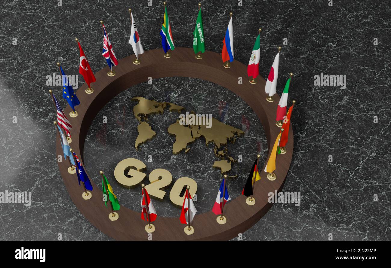 Flags G20 membership , Concept of the G20 summit or meeting, G20 ...