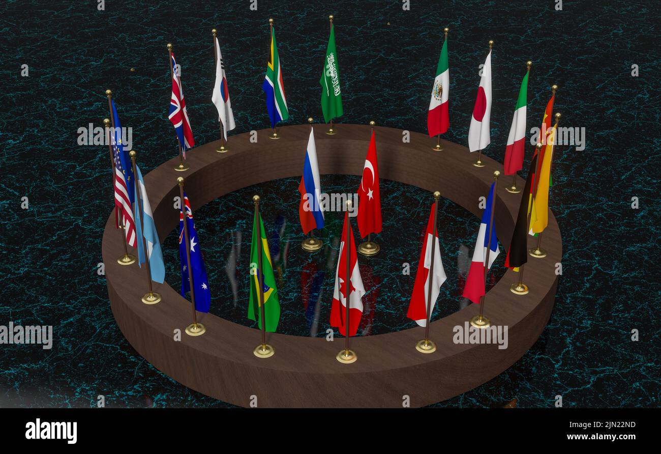 Flags G20 membership , Concept of the G20 summit or meeting, G20 ...