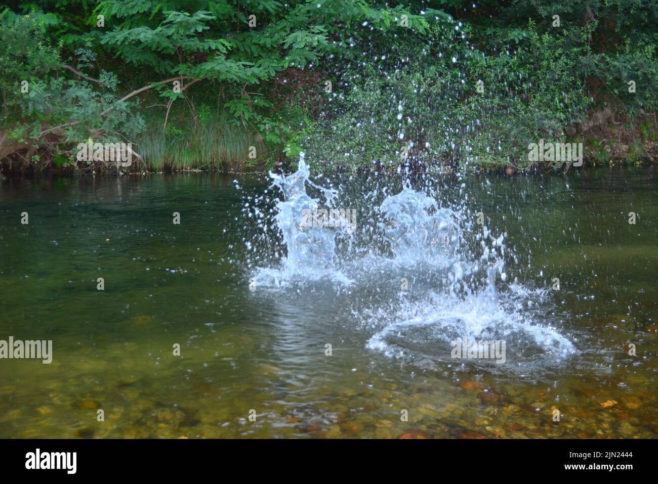 Water splashing after immersion Stock Photo - Alamy