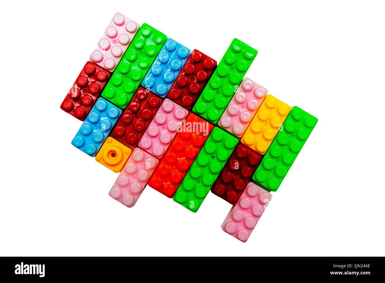 Toy colorful plastic blocks isolated on white background Stock Photo ...