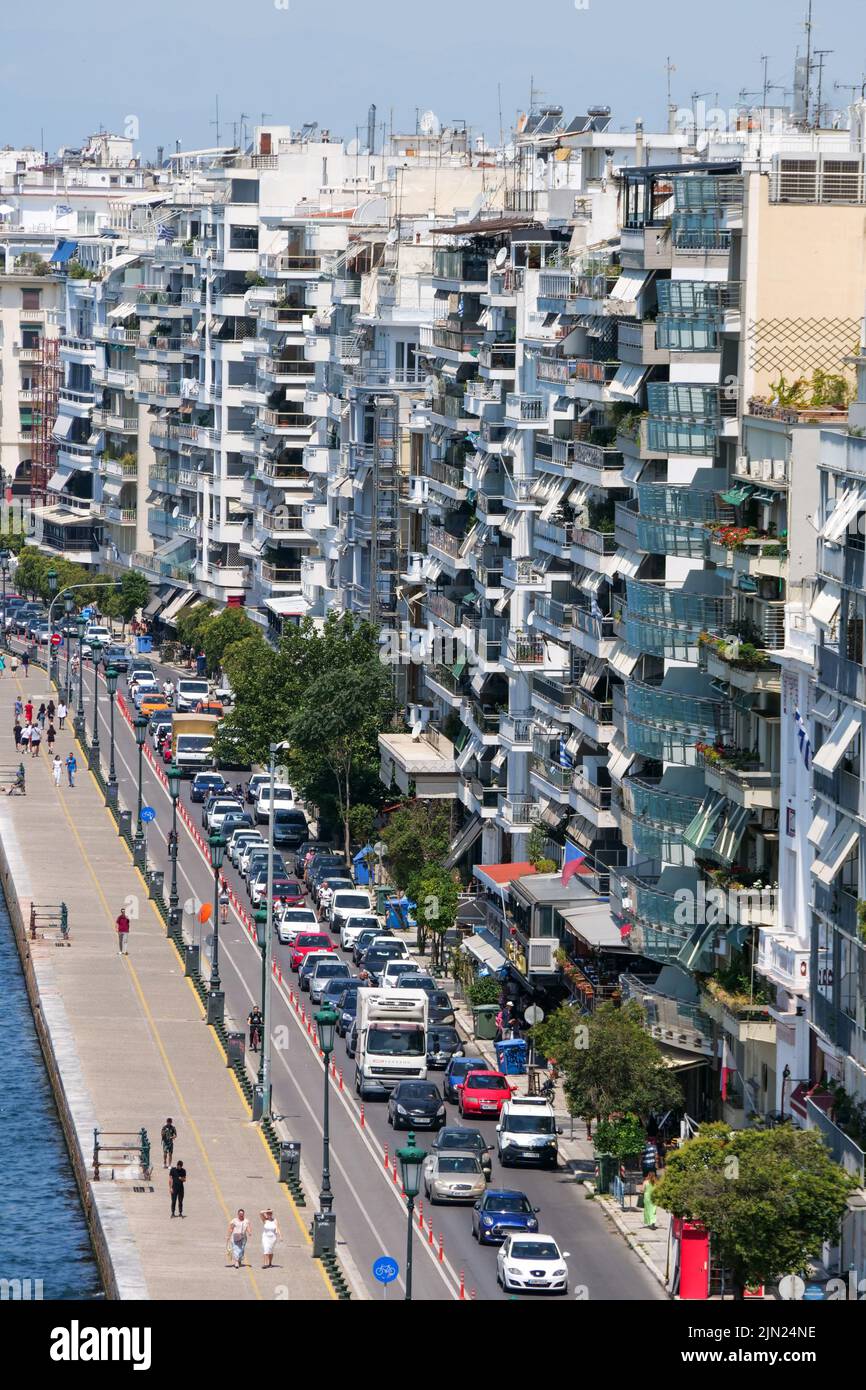 Buildings along Leof. Nikis, seen from the White Tower top,Thessaloniki ...