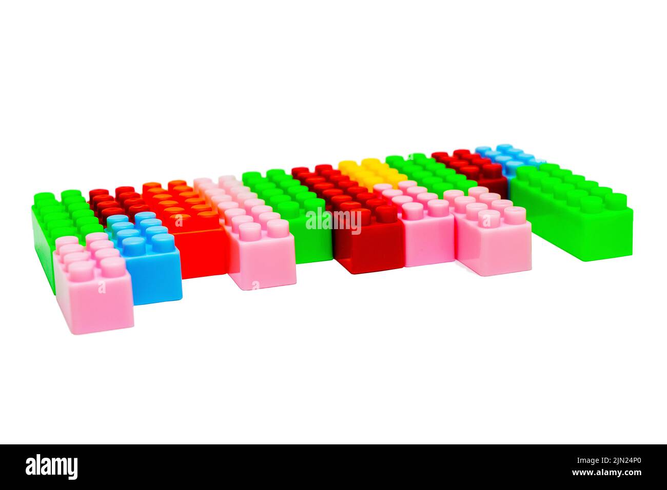 Toy colorful plastic blocks isolated on white background Stock Photo ...