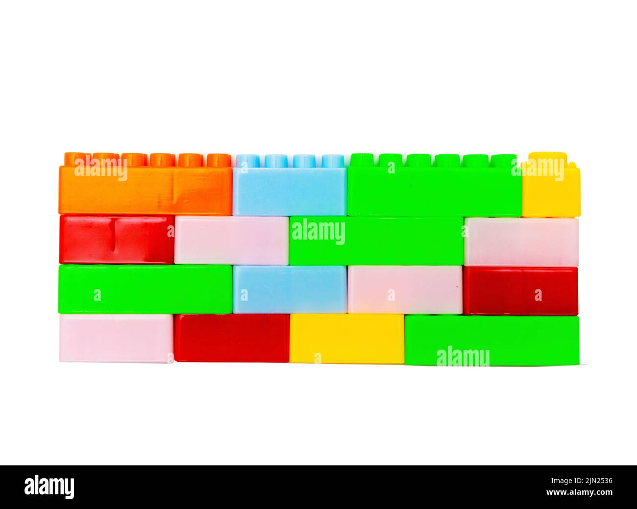 Toy colorful plastic blocks isolated on white background Stock Photo ...