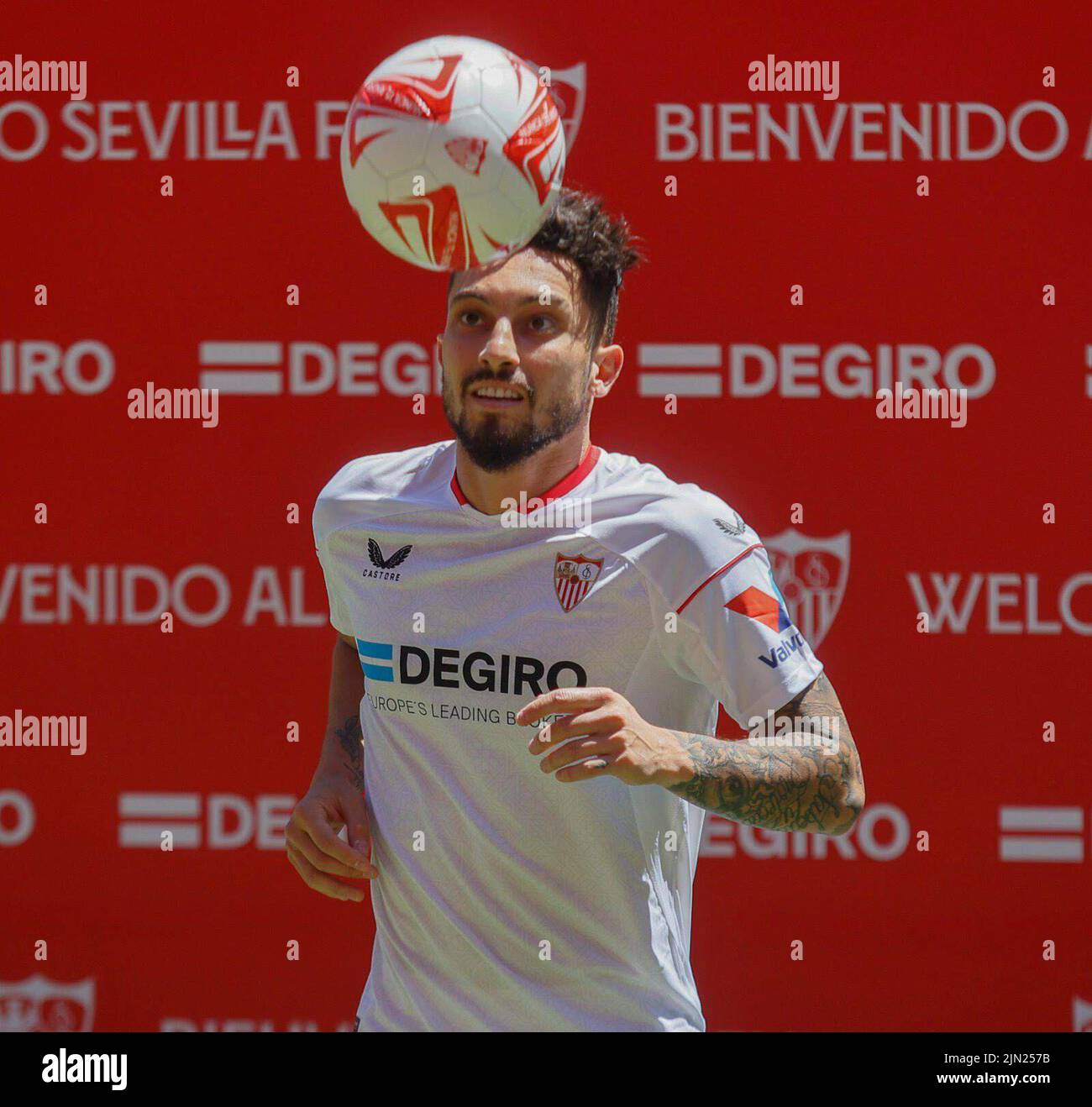 Official presentation of Alex Tellesas a new Sevilla FC player at Ramon ...