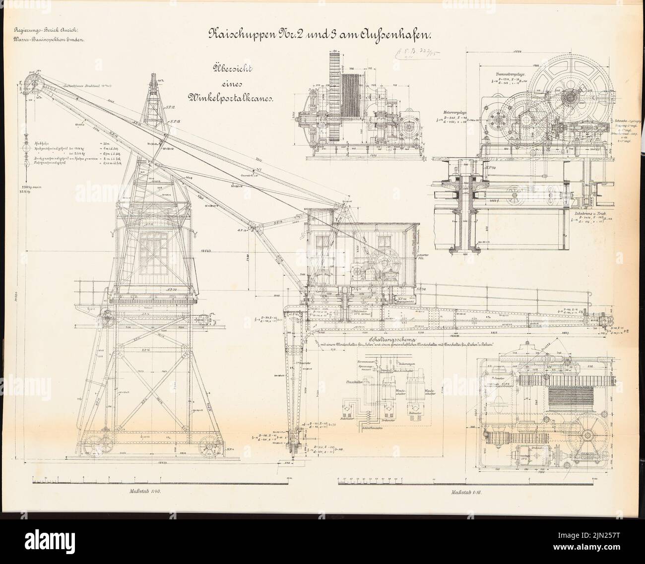 N.N., Kaischuppen No. 2 and 3 at the outer port, Emden: angle portal ...