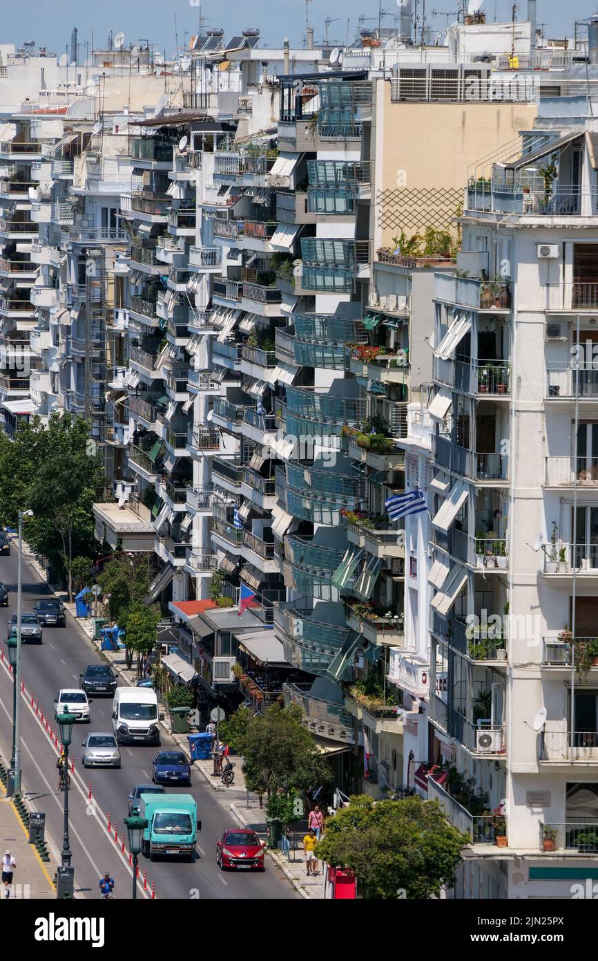 Buildings along Leof. Nikis, seen from the White Tower top ...