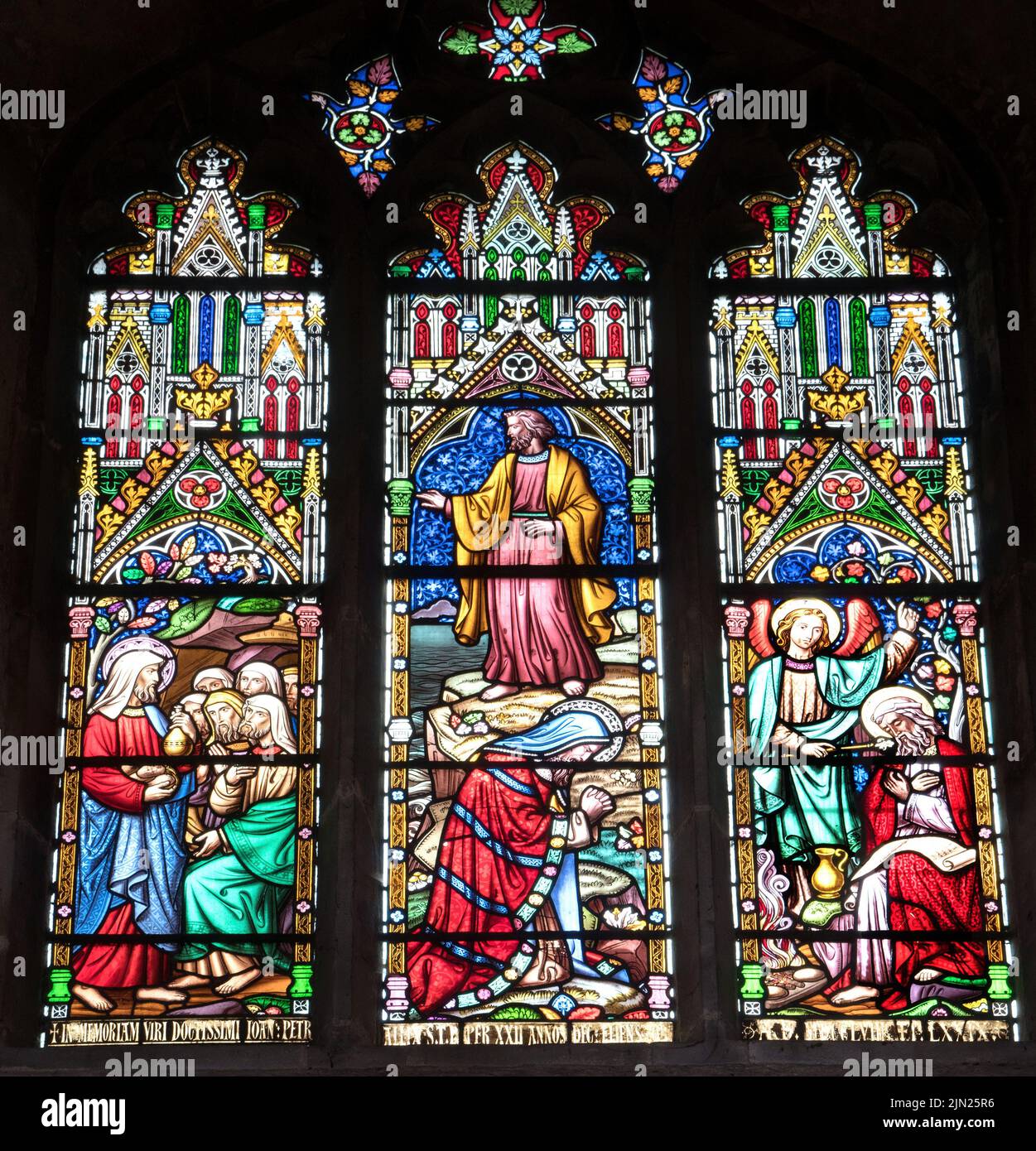 Stained glass window in Ely Cathedral, Cambrideshire, England Stock ...
