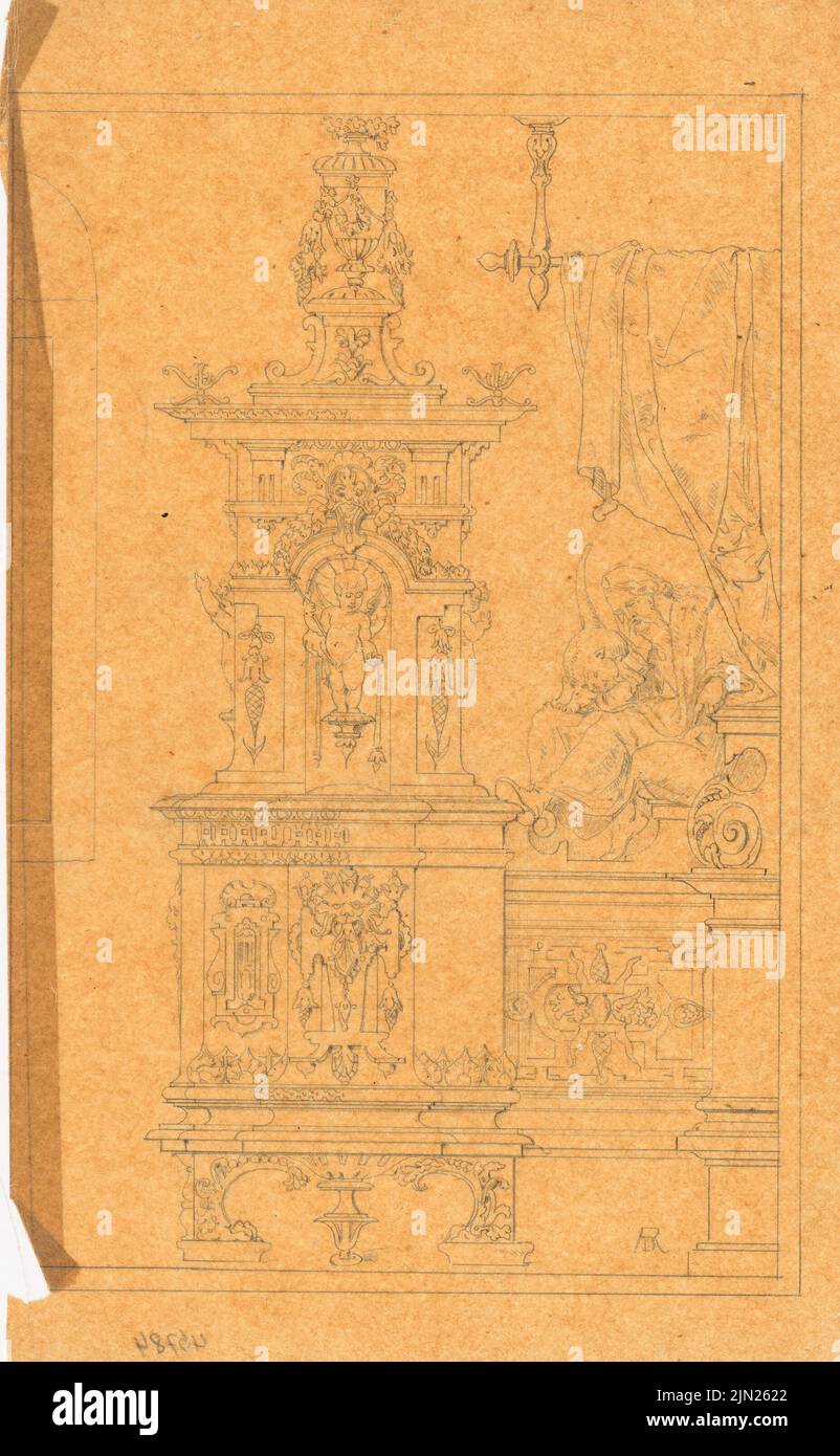 Persius Reinhold (1835-1912), oven, fireplace (?): View. Pencil on ...