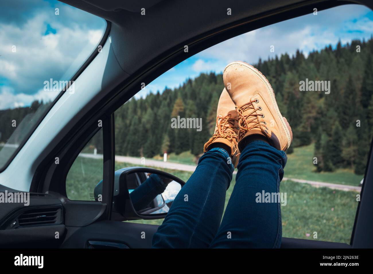 Young feet sticking out car hi-res stock photography and images - Alamy