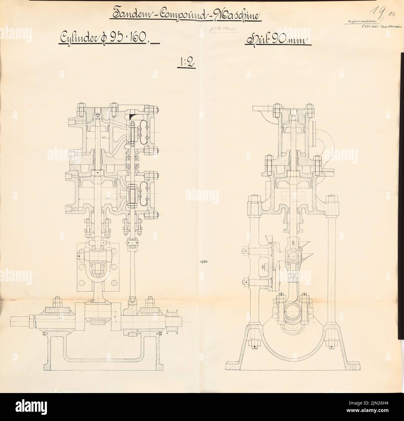 N.N., tandem compound machine for »eagle«: cuts 1: 2. Lithograph on ...