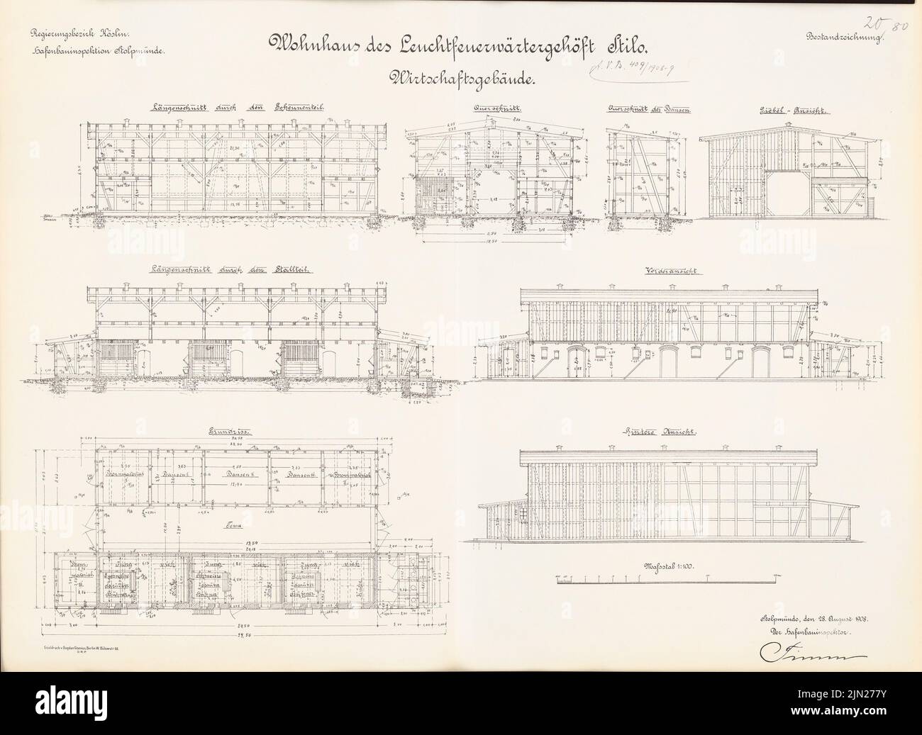 N.N., luminous tower and fog signal system Stilo, Sasino: farm building ...