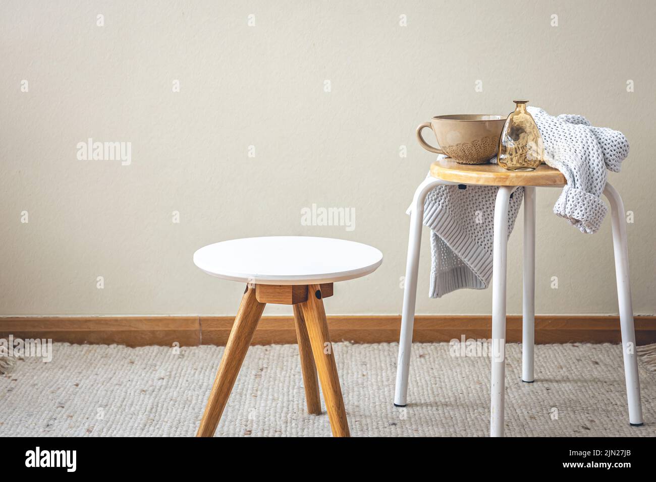 Minimalistic home still life with decor details in the interior of the ...