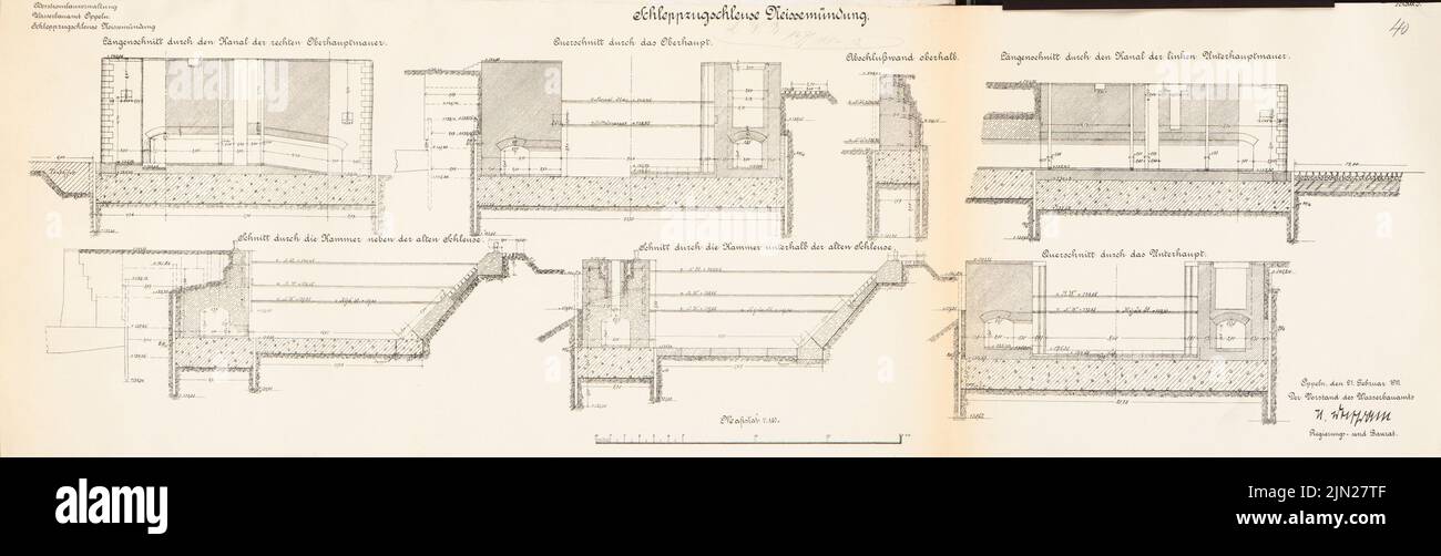 N.N., towing gate at the wicking, Riebnig: cuts 1: 100. Lithography on ...