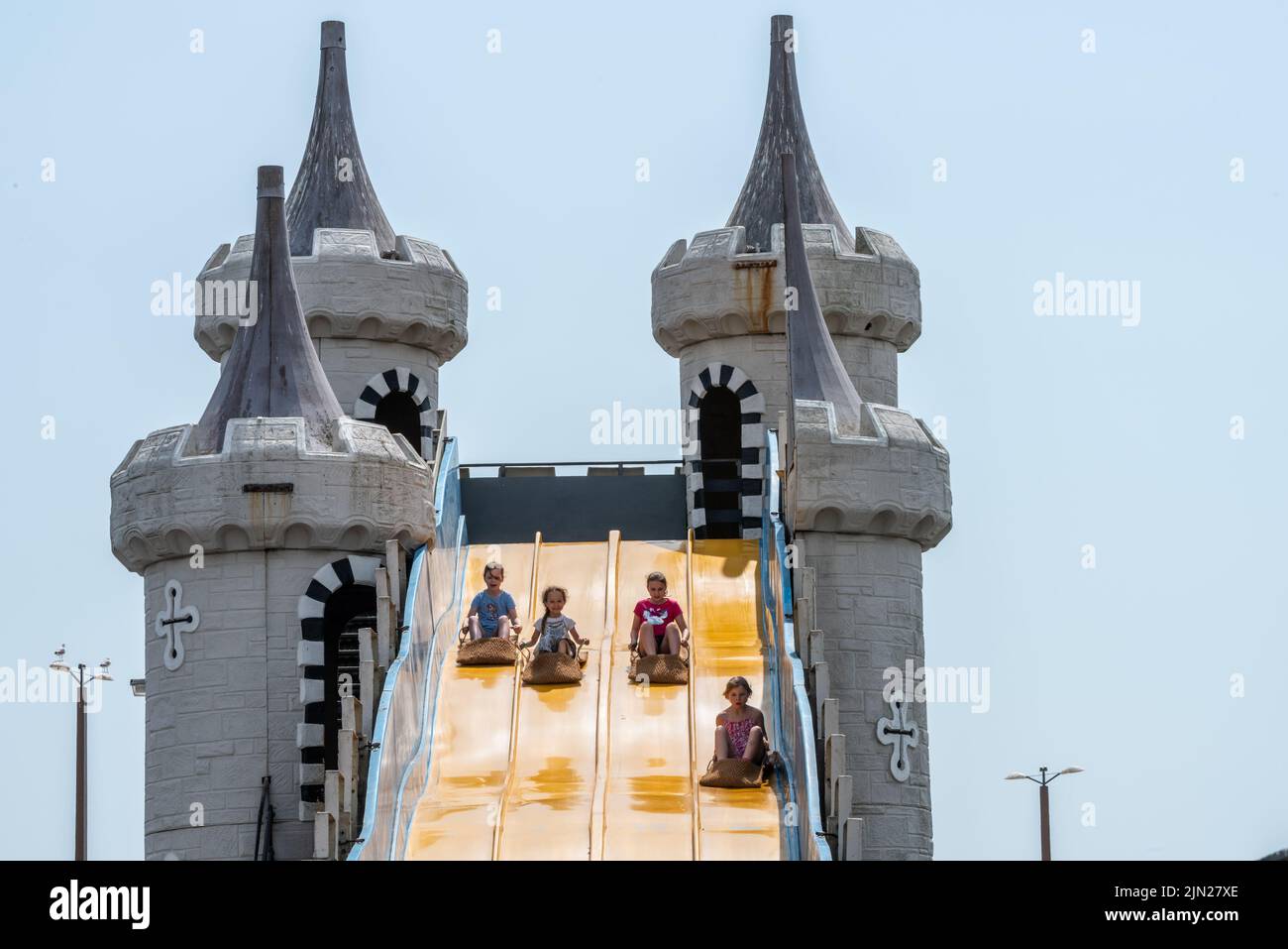 Littlehampton, July 21st 2022: One of the slides in Harbour Park Stock ...