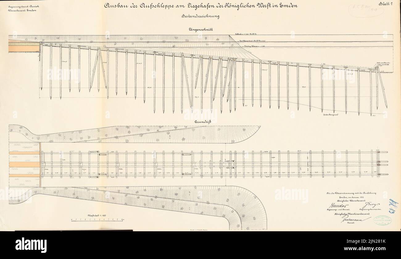 N.N., expansion of the drip at the lying port of the shipyard, Emden ...