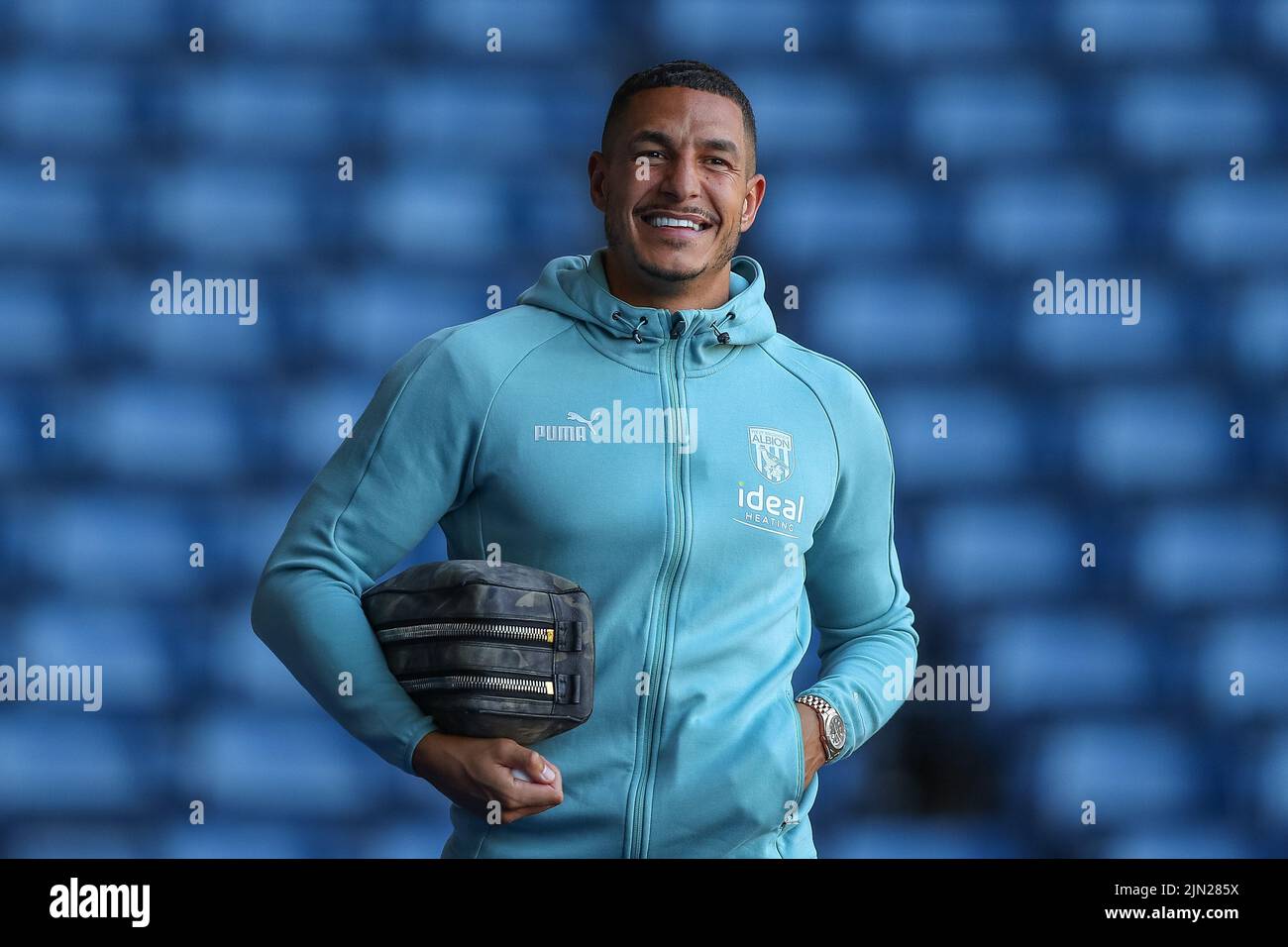 Jake Livermore #8 of West Bromwich Albion arrives at the game prior to ...