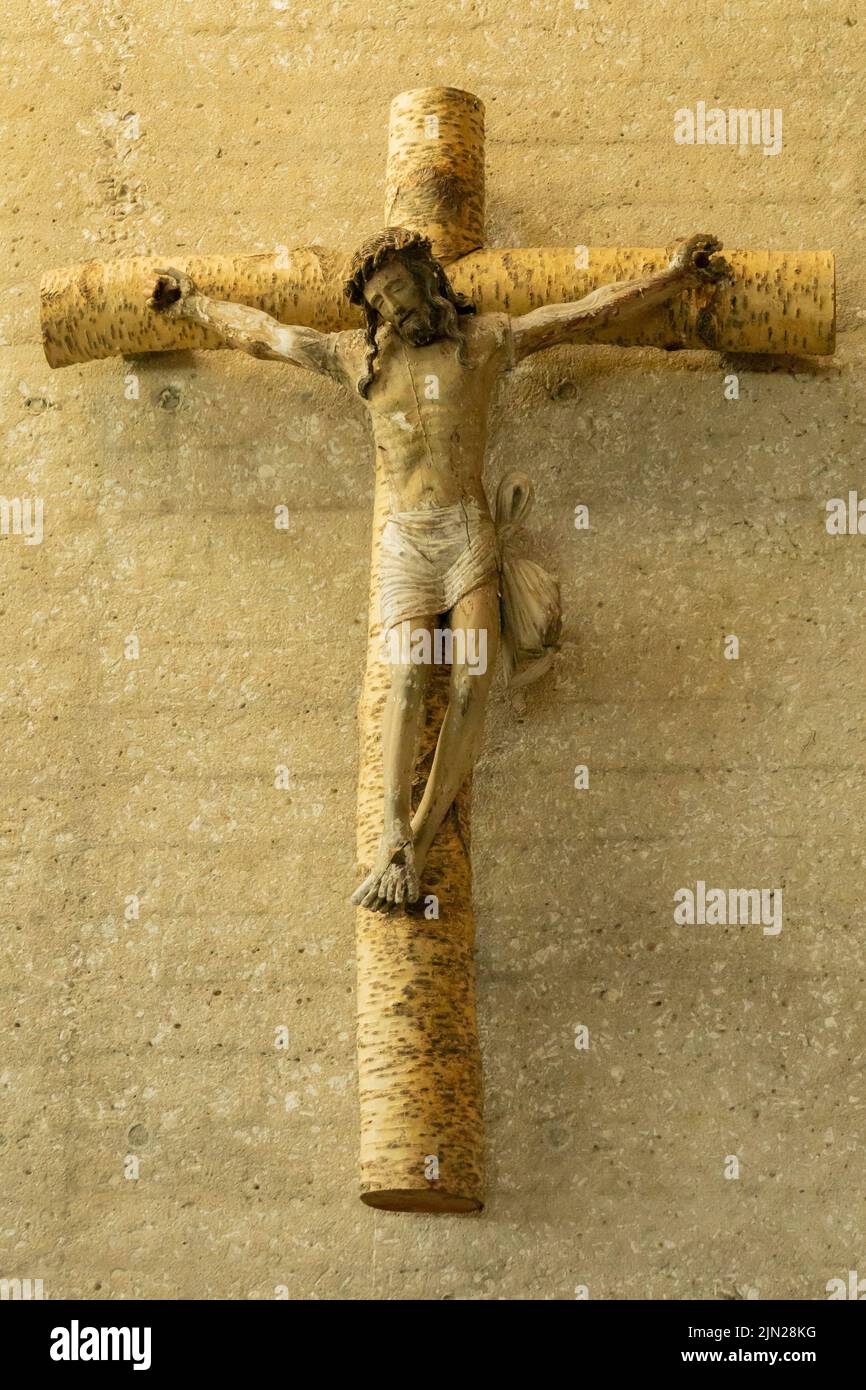 romanic wooden crucifix with figure of christ hanging Stock Photo - Alamy