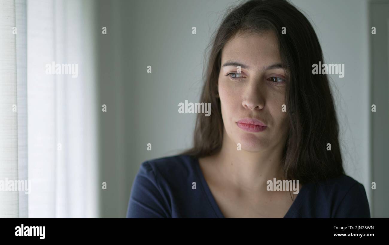 One confused woman thinking deeply about solution. Person in dilemma ...