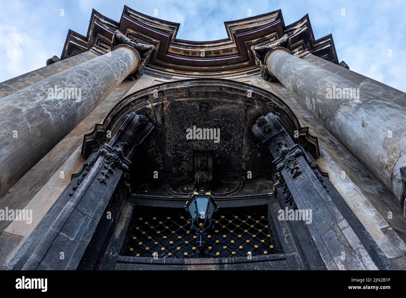 Ancient cathedral, bottom view, part of an architectural building Stock ...