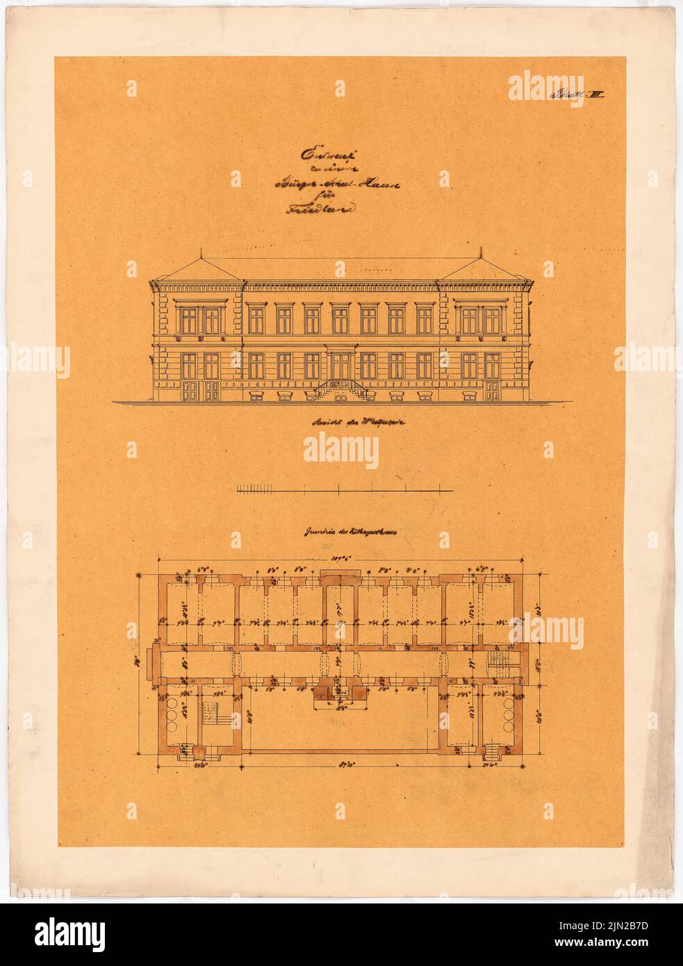 Knoblauch Gustav (1833-1916), Bürgerschulhaus, Prussian Friedland ...