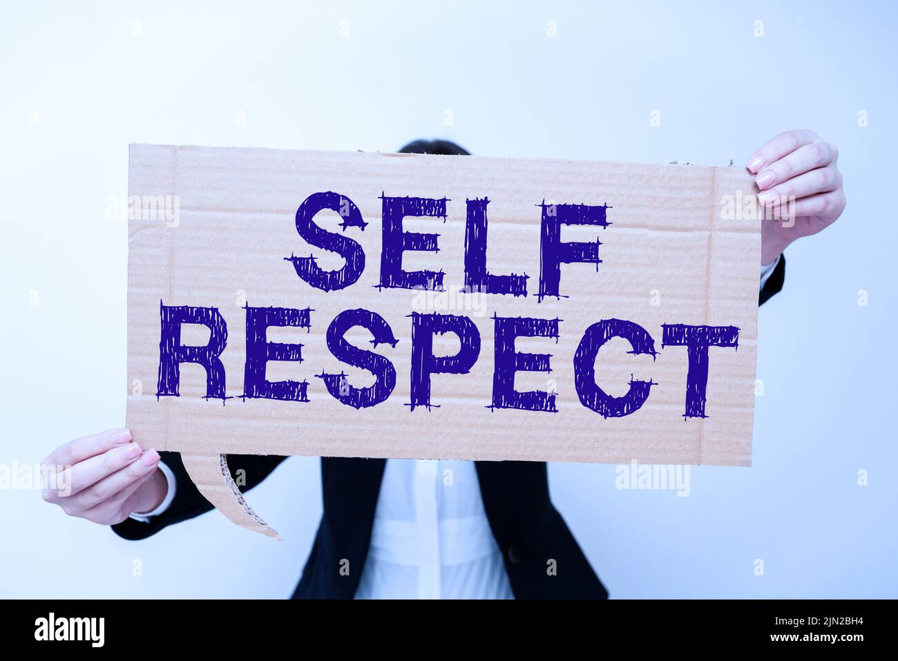 Conceptual caption Self Respect. Business showcase Pride and confidence ...