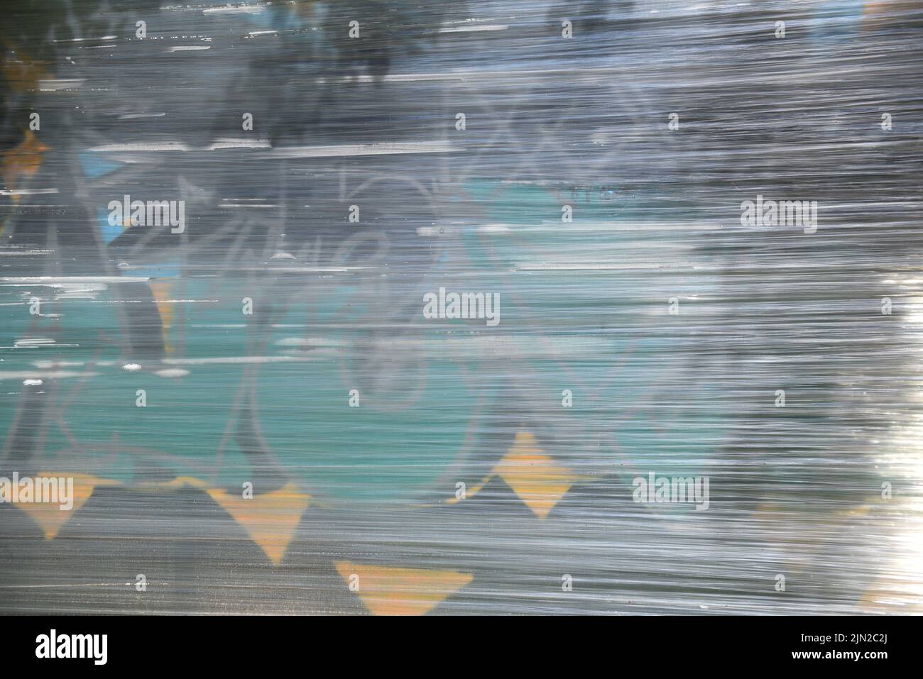 Children's drawings and coloring with paints on plastic wrapping paper ...