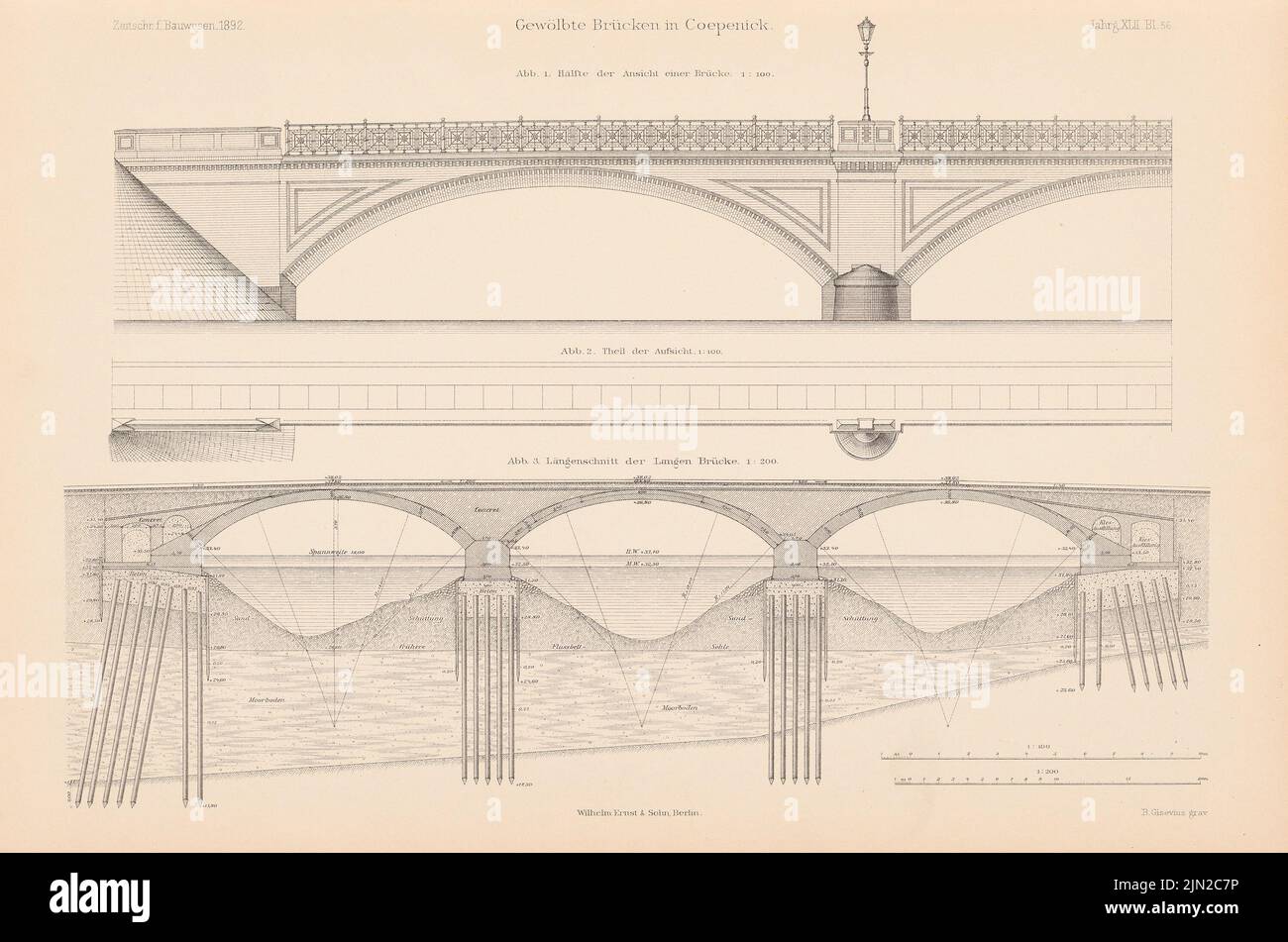 N.N., curved bridges, Berlin-Köpenick. (From: Atlas to the magazine for ...