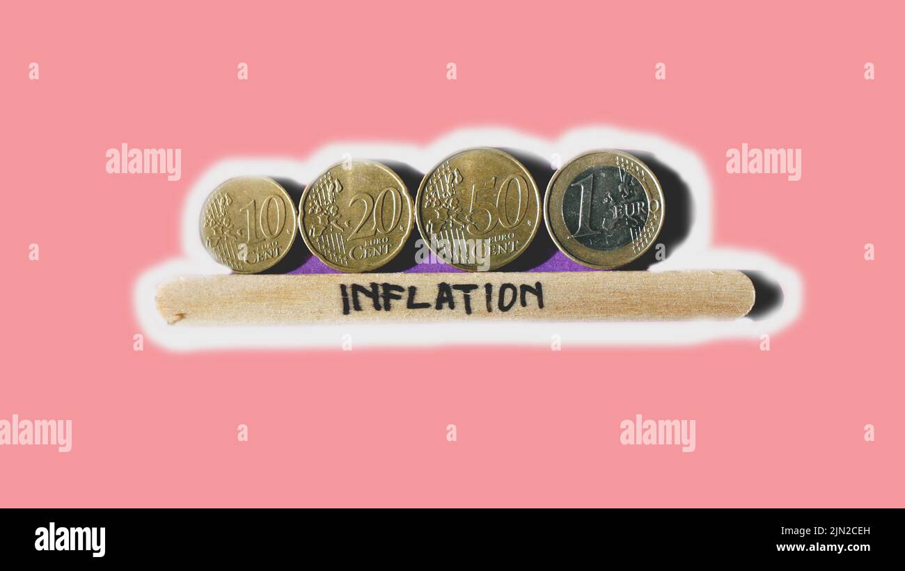 euro coin with word inflation. Inflation concept Stock Photo - Alamy