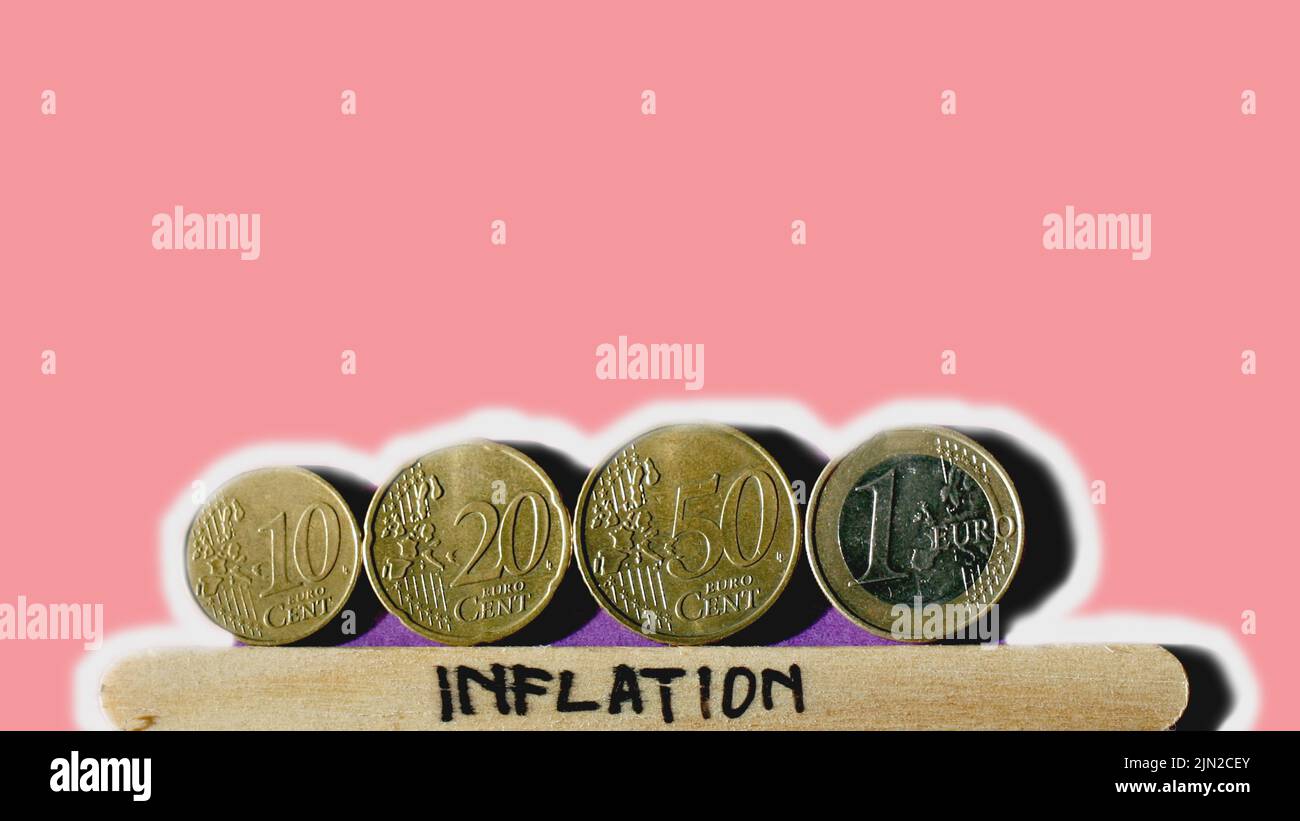 euro coin with word inflation. Inflation concept Stock Photo - Alamy