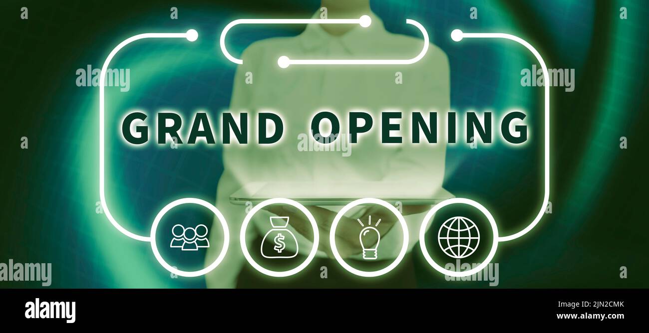 Inspiration showing sign Grand Opening. Business concept Ribbon Cutting ...