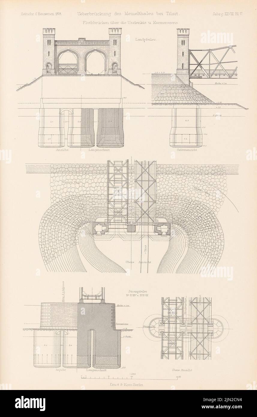 N.N., bridging of the Memeltal at Tilsit. (From: Atlas to the magazine ...