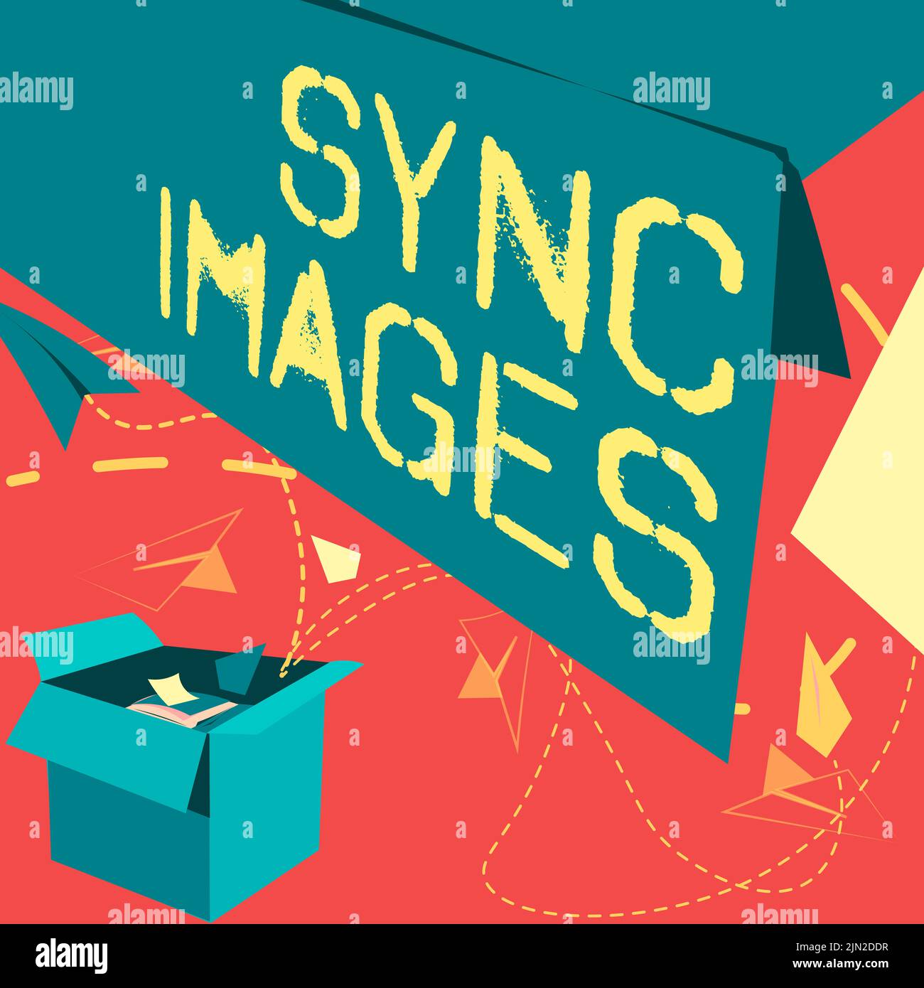 Text sign showing Sync Images. Word for Making photos identical in all ...