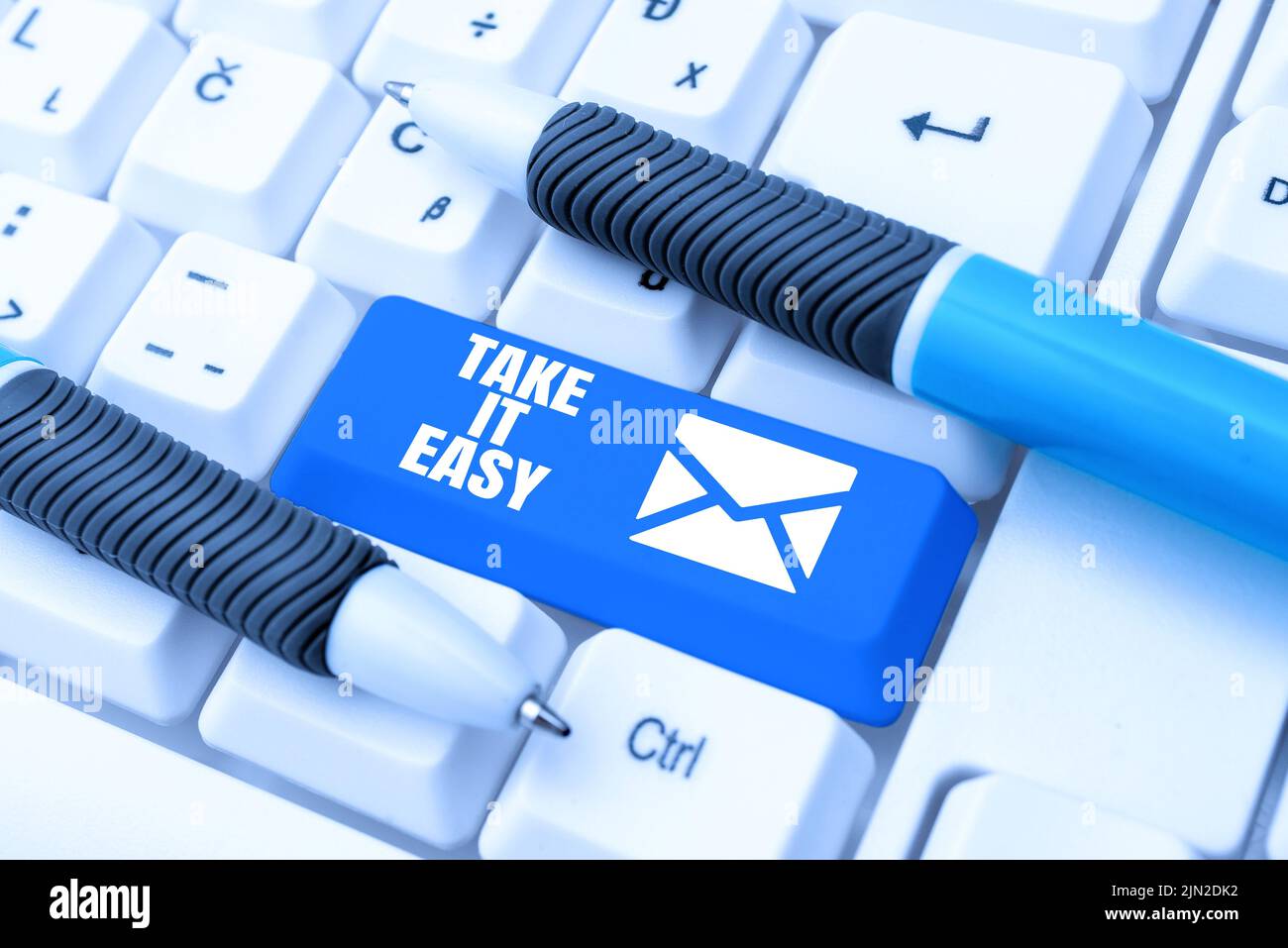 Text caption presenting Take It Easy. Concept meaning Be relaxed do not ...