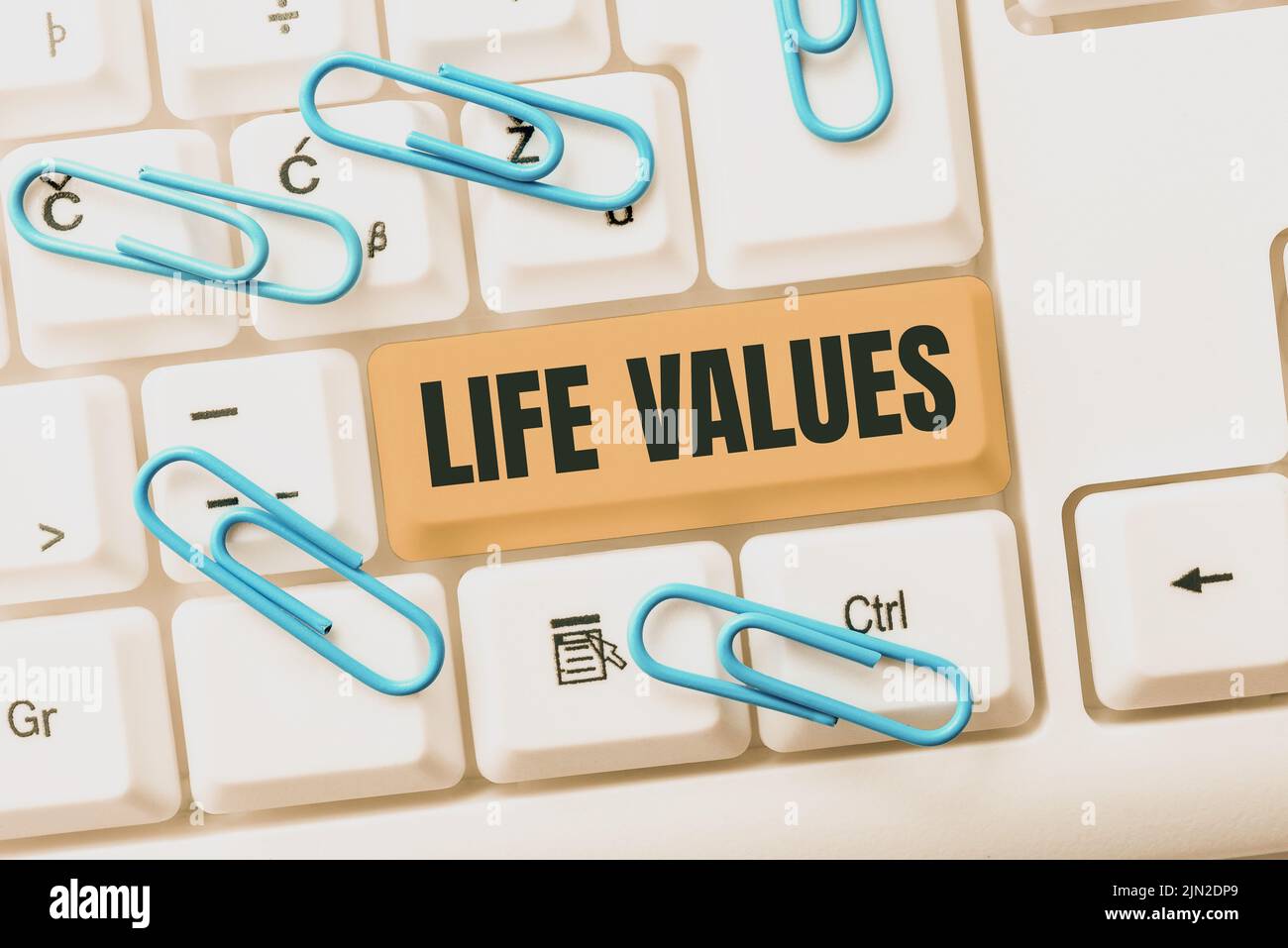 Hand writing sign Life Values. Concept meaning things that you believe ...