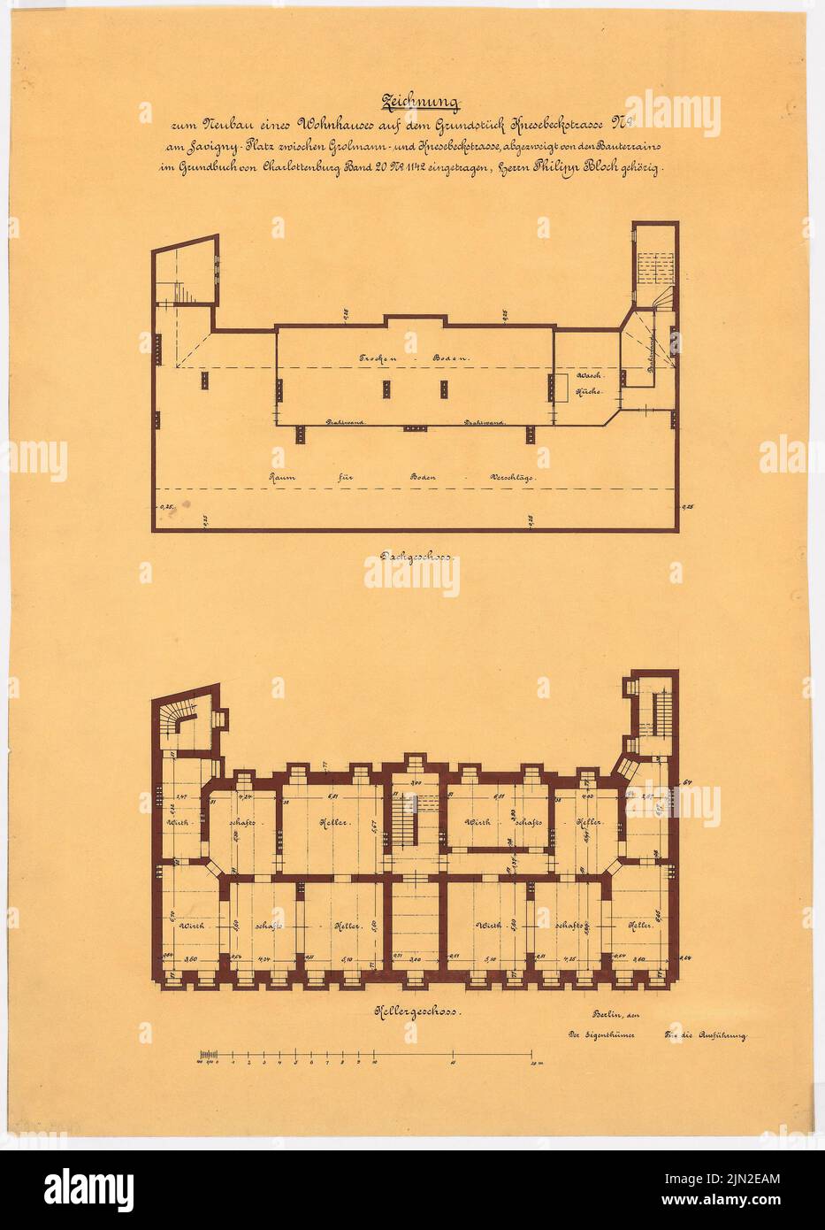 Knoblauch gustav 1833 1916 urban apartment building plan floor 1 hi-res ...