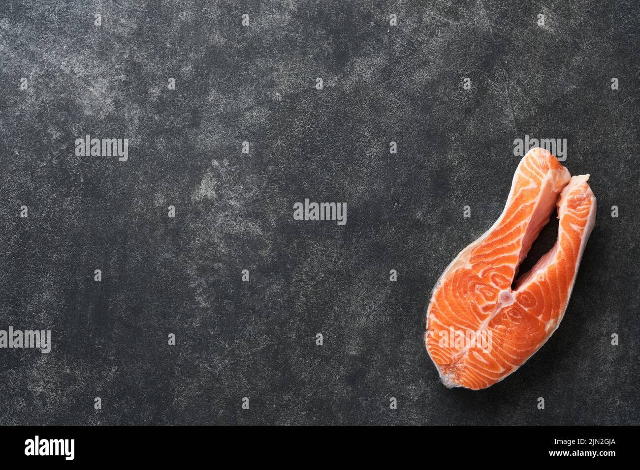 Salmon. Raw salmon steak. Fresh raw salmon fish with cooking ...