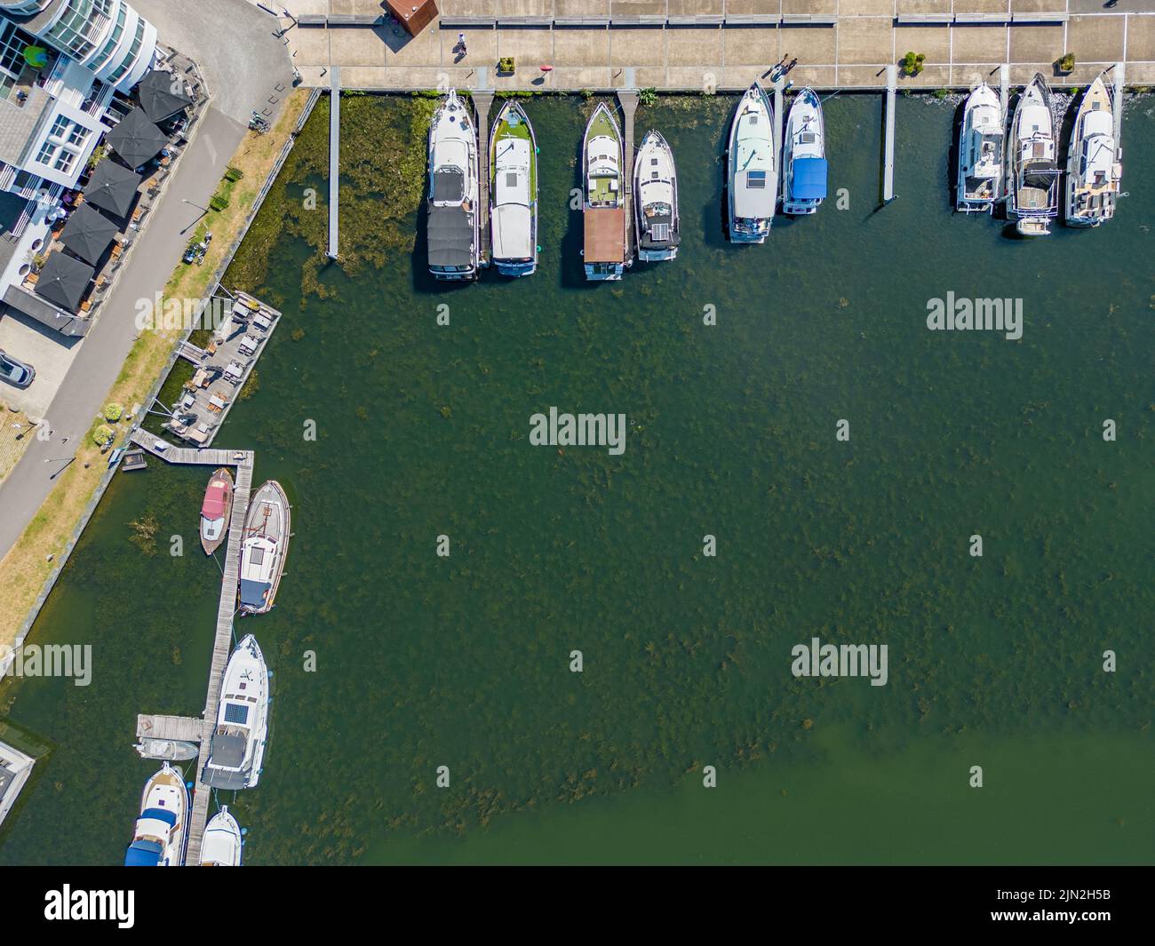 Aerial view of amazing boats. Minimalistic landscape with boats in a ...
