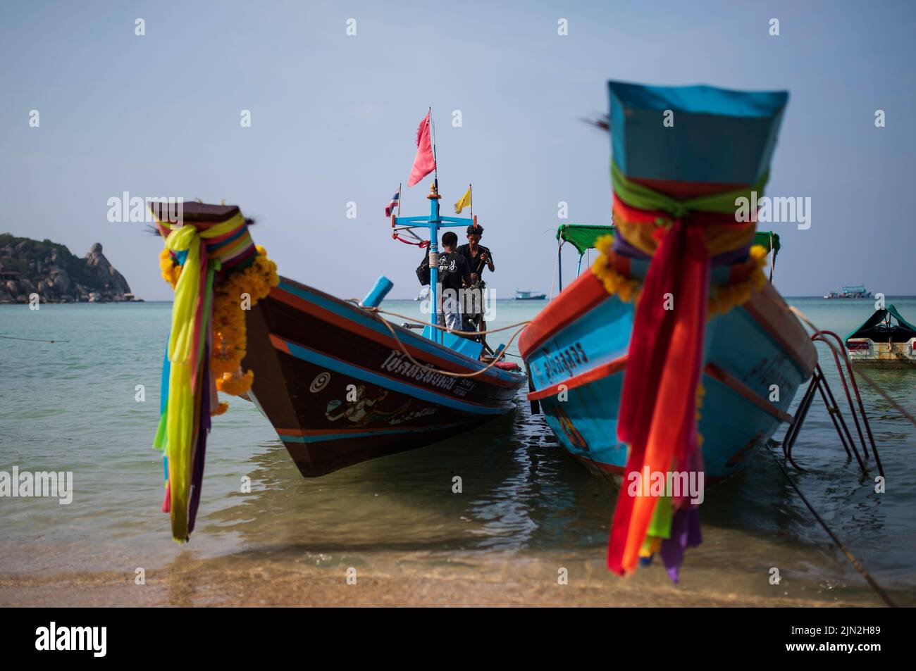 Image of tourist cruiser worker. Small boats for client transport for ...