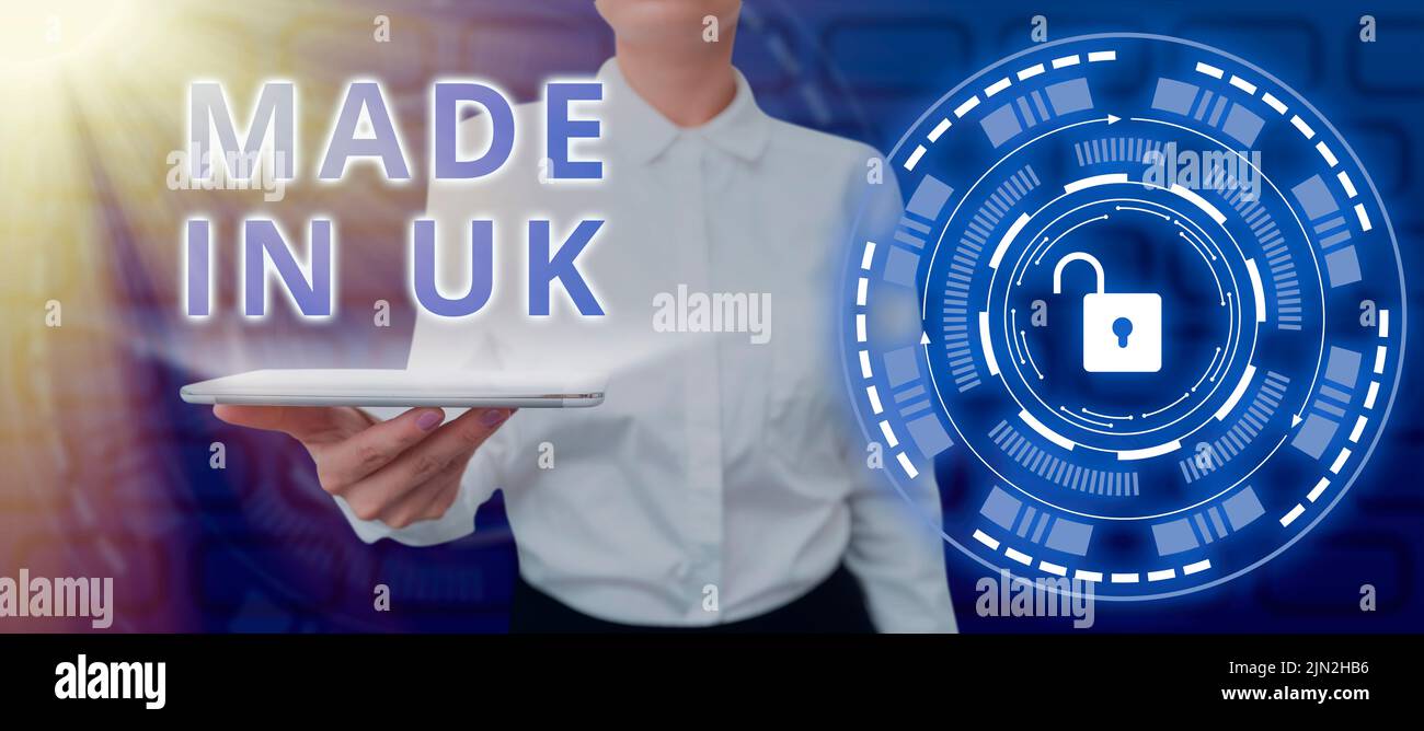 Text showing inspiration Made In Uk. Business overview Something ...