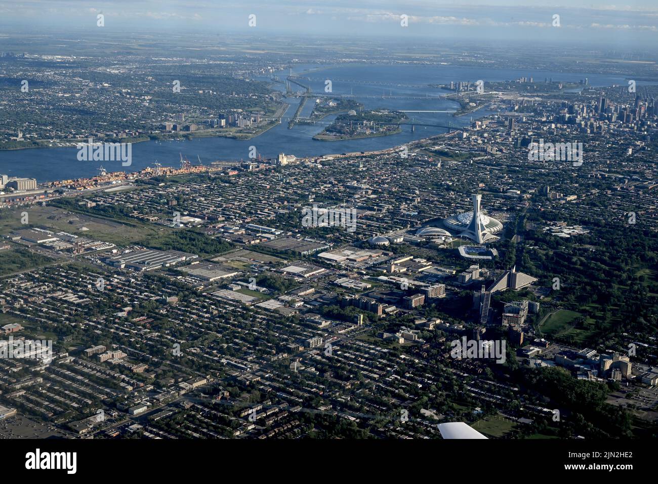 03 August 2022, Canada, Montréal: View of the Montreal Olympic Stadium ...
