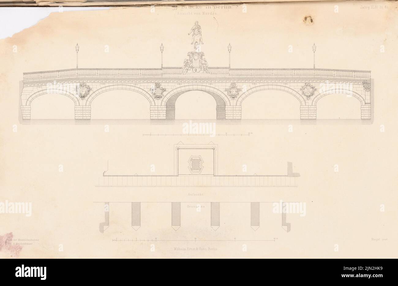 Meydenbauer Albrecht (1834-1921), Lange Brücke, Berlin. (From: Atlas to ...