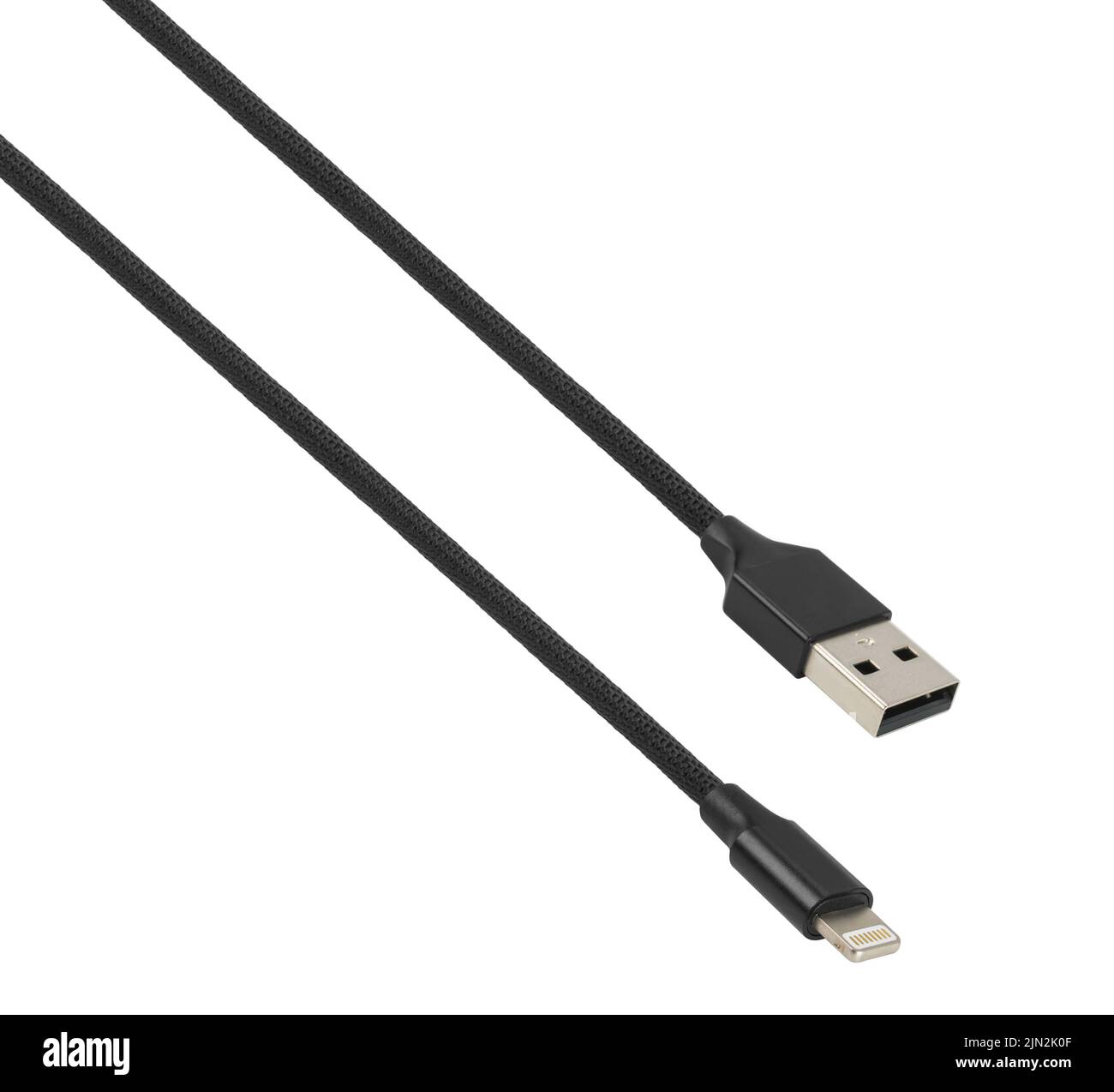 cable with USB and Lightning connector, isolated on white background ...