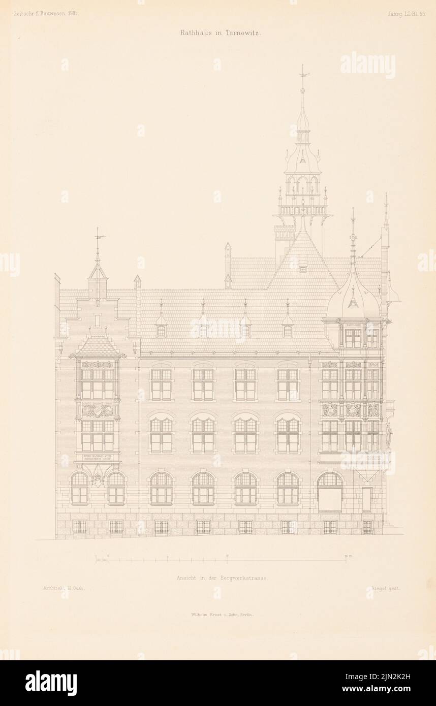 Guth Hermann (1851-1924), Rathaus, Tarnowitz. (From: Atlas to the magazine for Building, ed. V ...