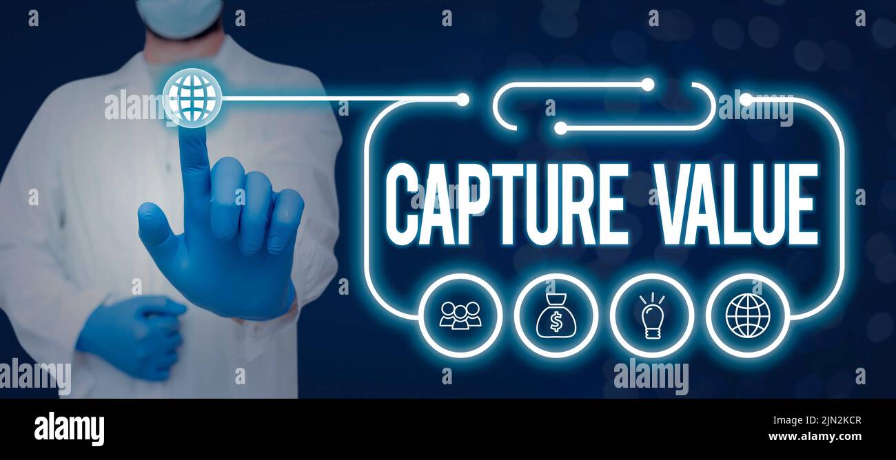 Sign displaying Capture Value. Concept meaning Customer Relationship ...