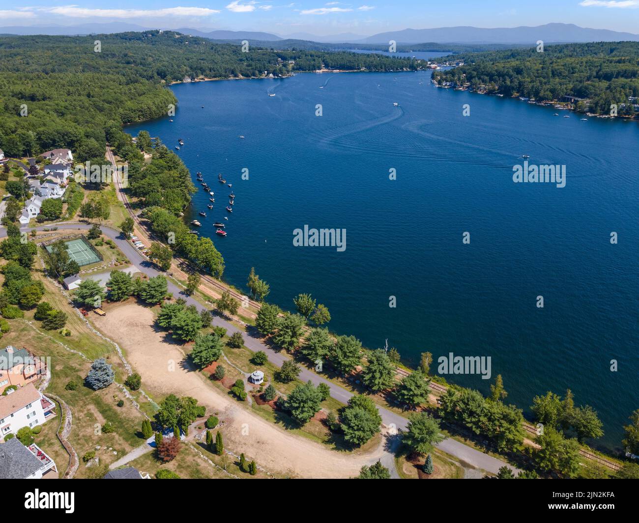 An aerial view of Lake Winnipesaukee in New Hampshire, USA Stock Photo ...
