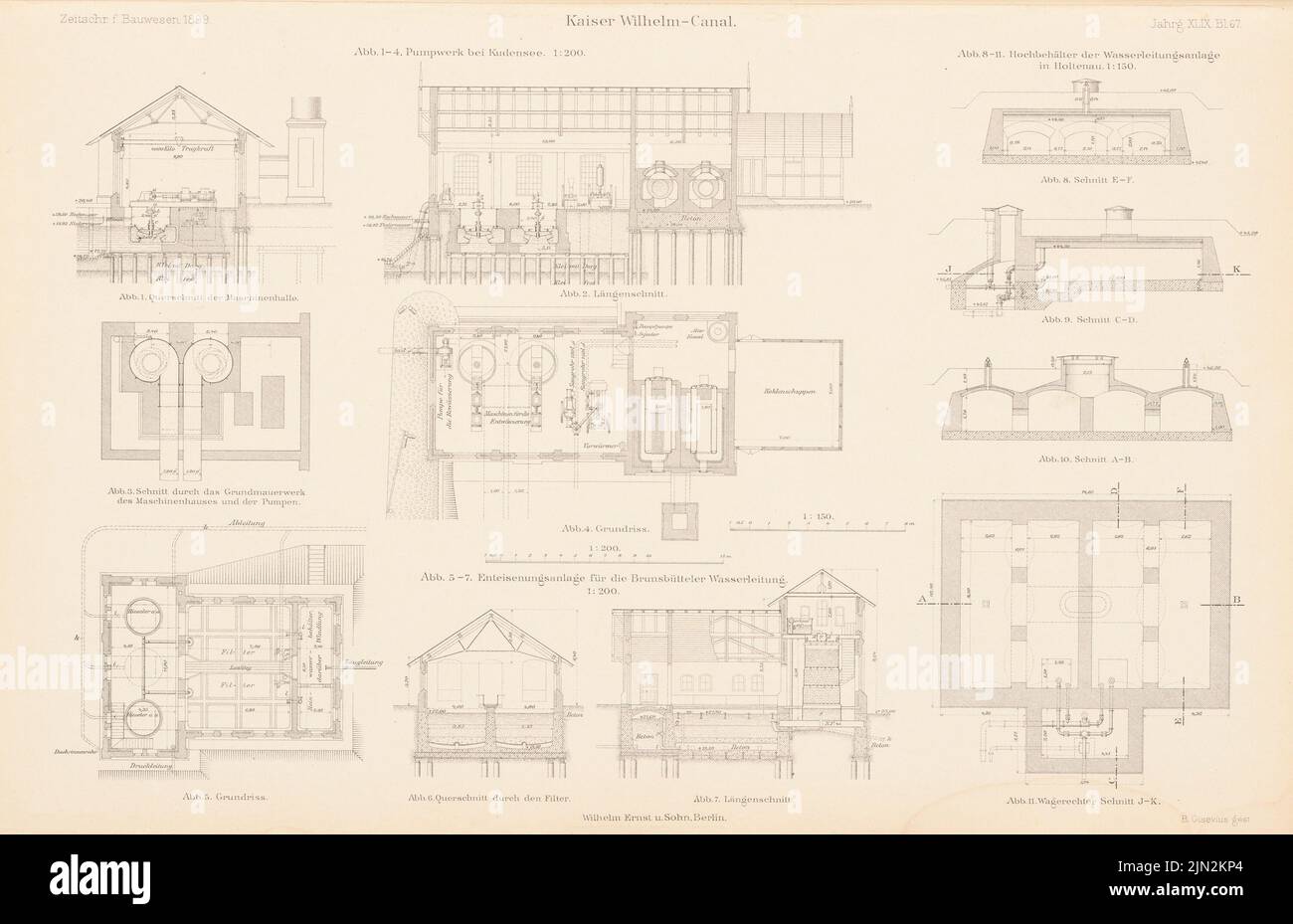 N.N., Kaiser-Wilhelm-Canal (North Ostsee Canal). (From: Atlas to the magazine for Building, ed ...