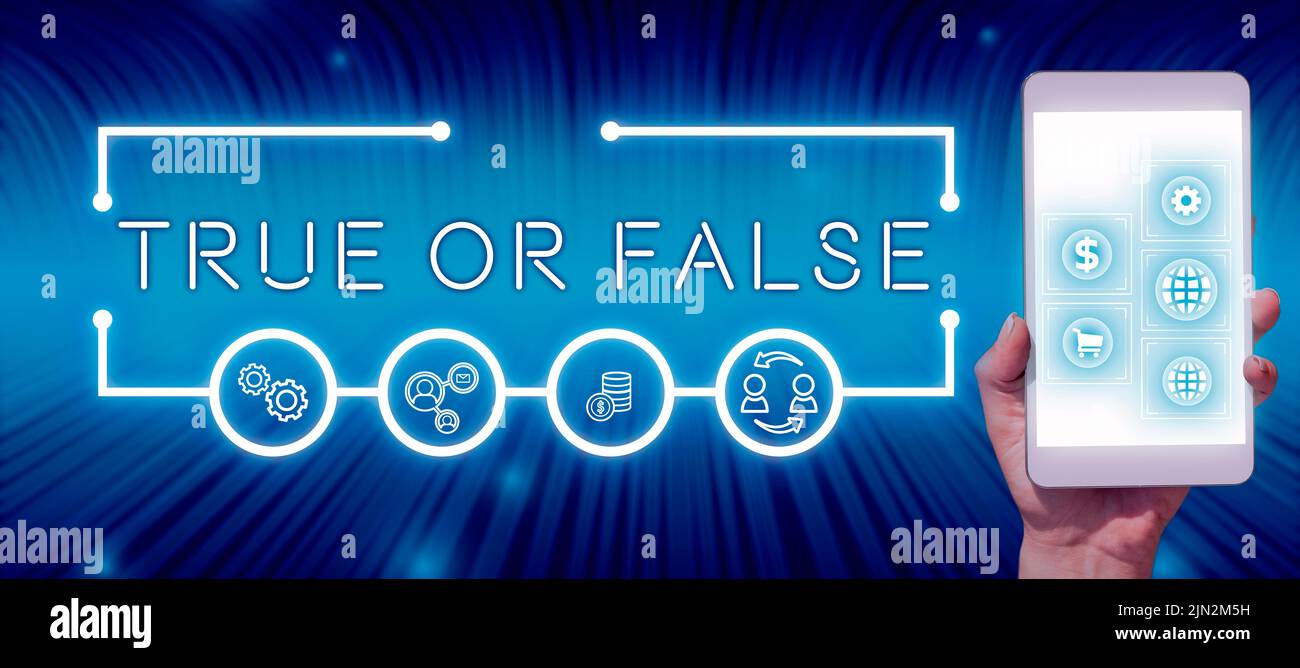 Hand writing sign True Or False. Business overview Decide between a ...