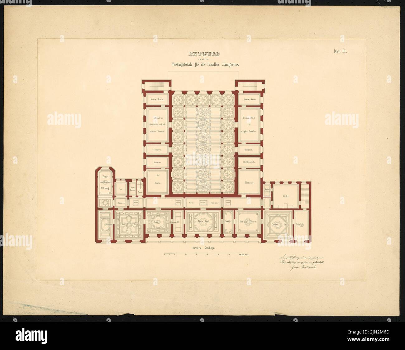 Sales rooms for a porcelain factory: floor plan 2nd so Stock Photo - Alamy