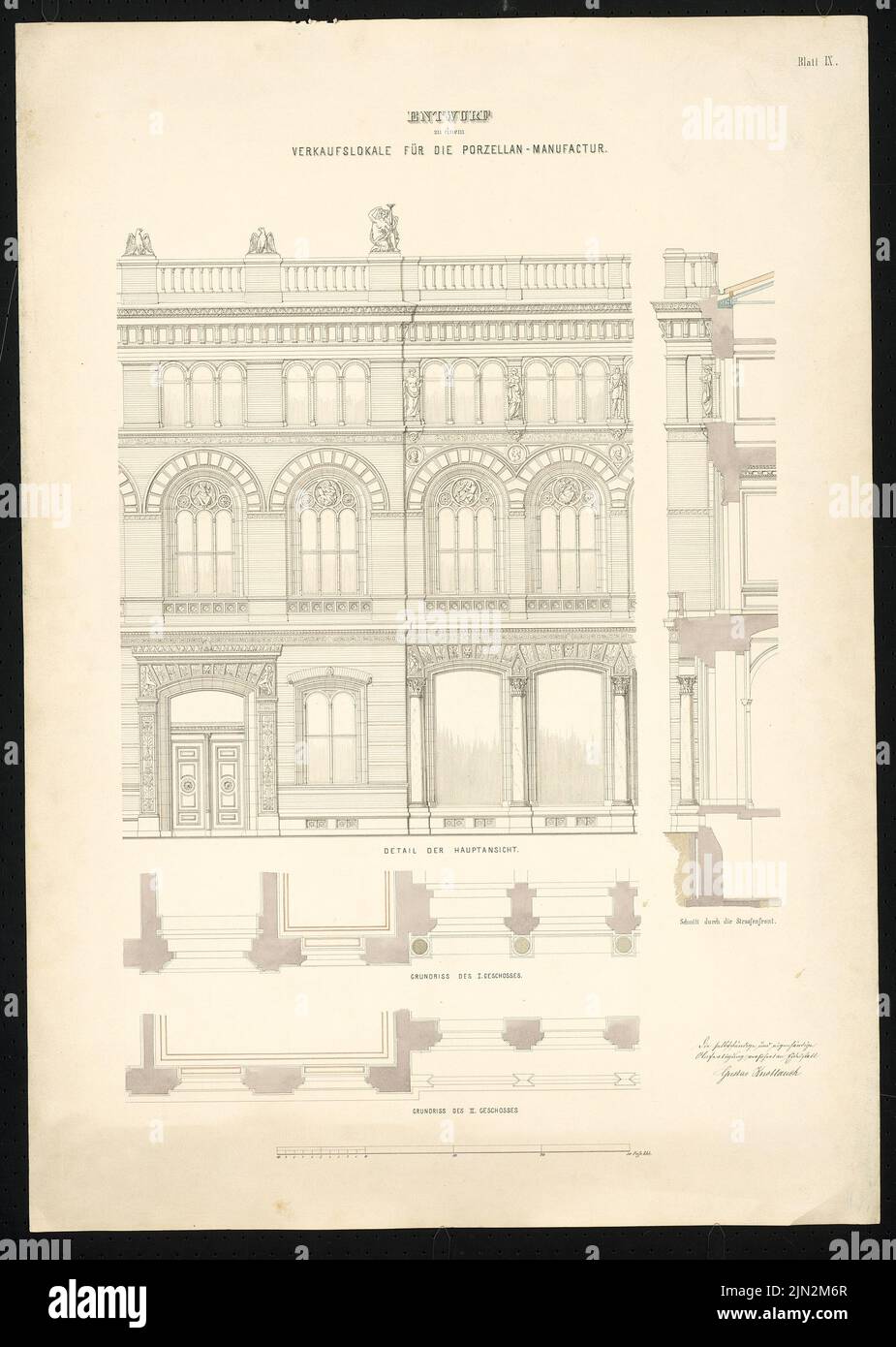 Sales rooms for a porcelain manufactory: partial view of the main ...